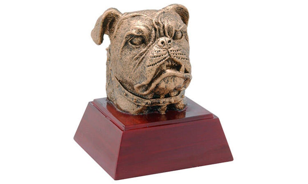 Bulldog Mascot Sculptured Trophy Engraved Bulldog Award - Etsy
