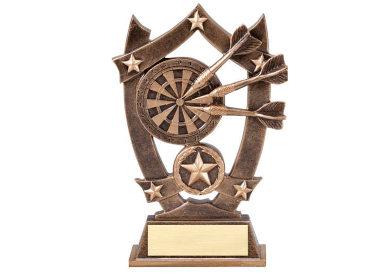 Darts 3D Gold Sports Stars Trophy | Engraved Darts Award - 6.25" Tall ...
