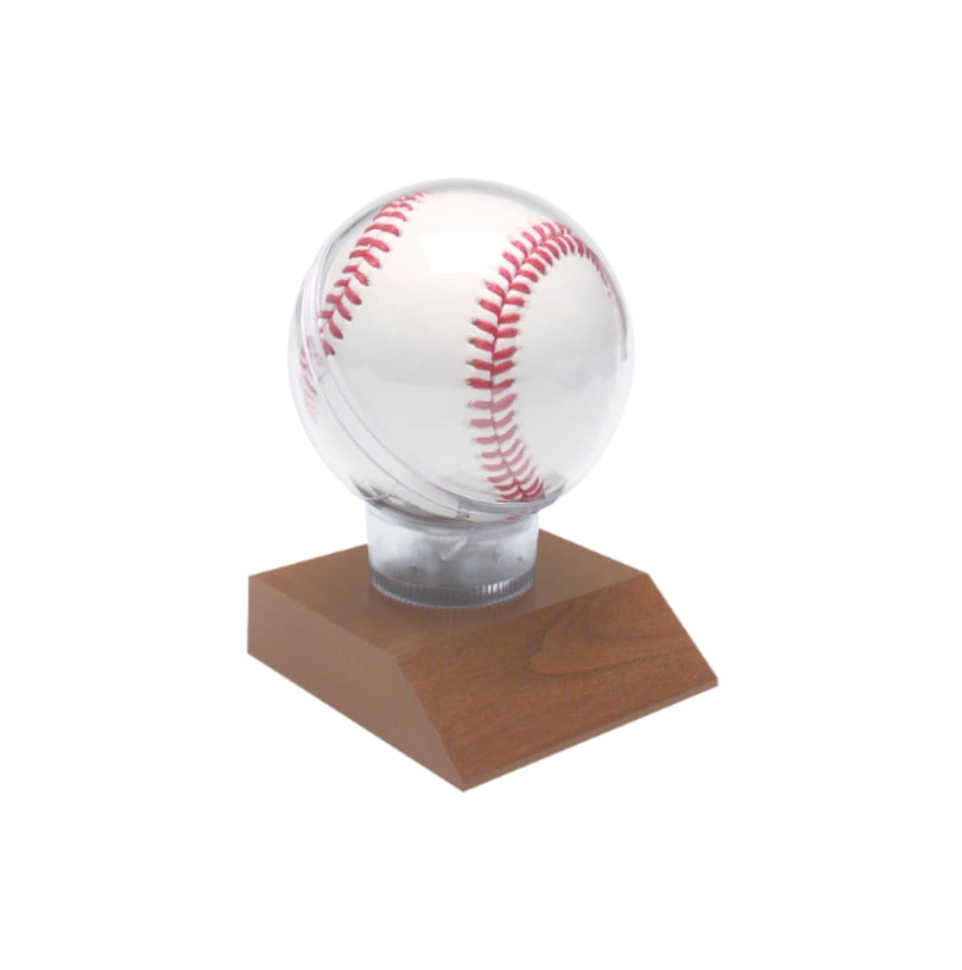 Baseball Holder Trophy - Cherry Wood Base | Engraved Game Ball Holder ...