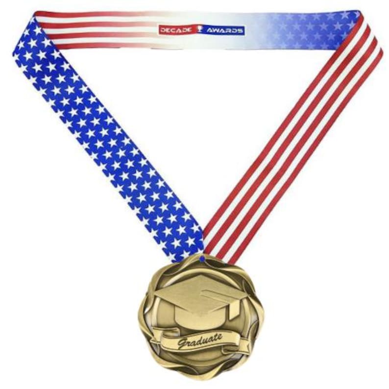 Engraved Graduate Medal With Ribbon: Gold, Fusion Style - 3 Inch - Etsy
