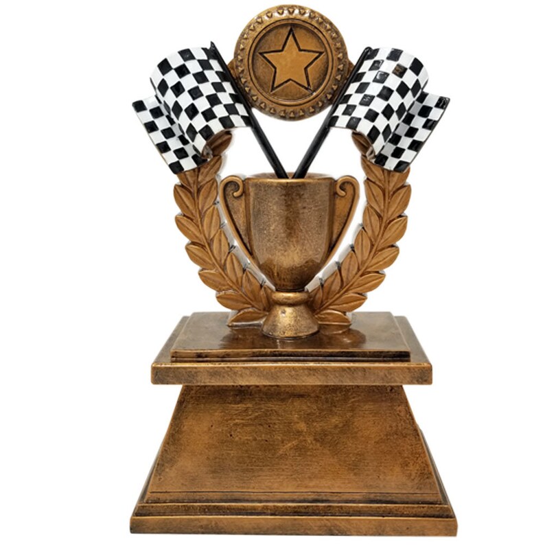 Racing Checkered Flag Trophy Racing Award by DECADE AWARDS | Etsy