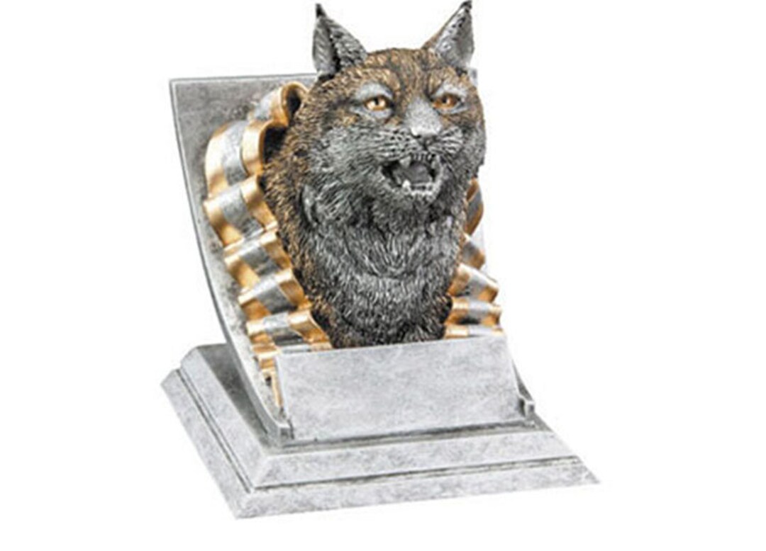 Bobcat School Mascot Trophy Silver & Gold Bobcats Award by DECADE ...