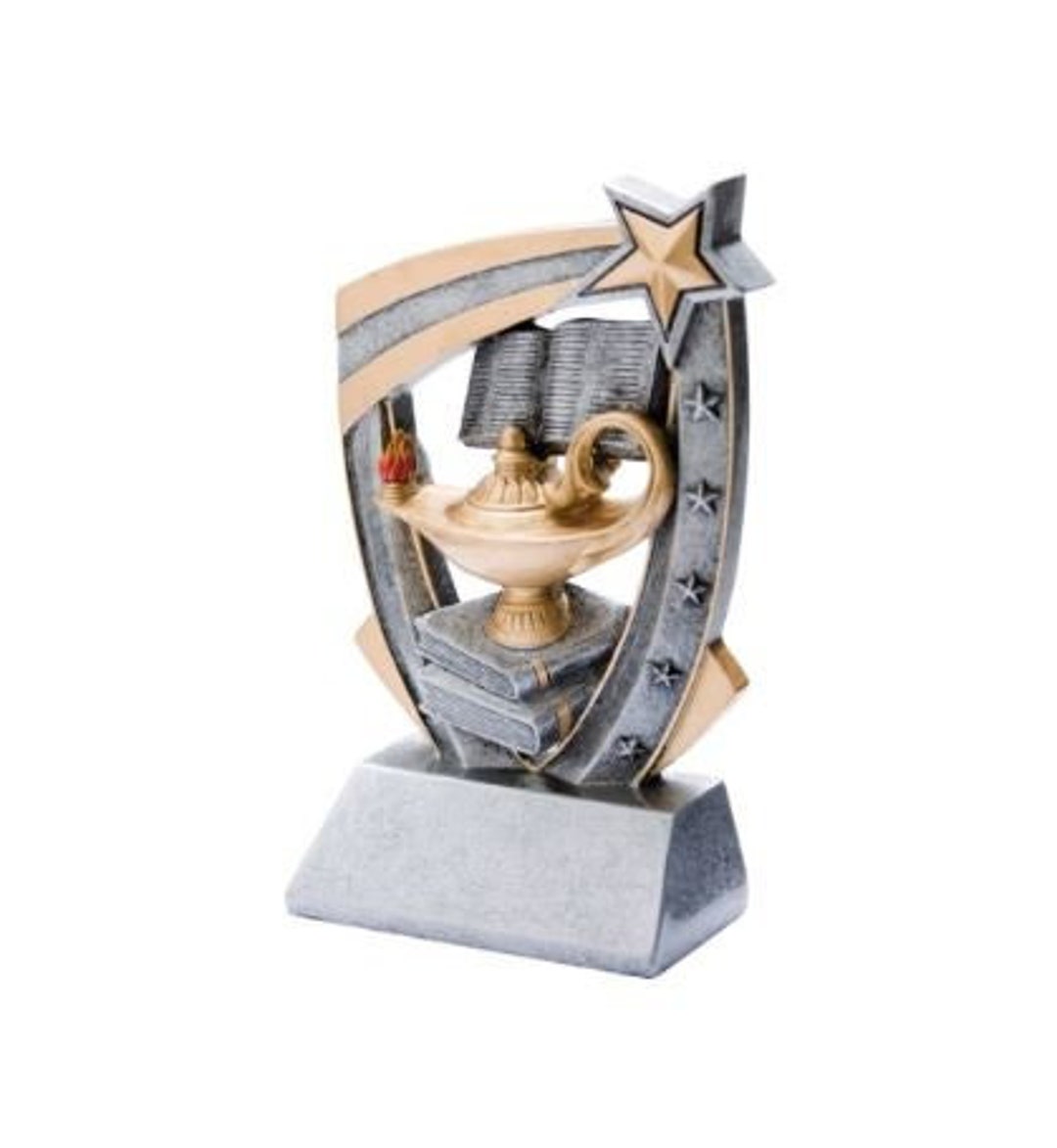 Lamp of Knowledge Trophy Engraved Academic 3-D Star Award 6 Inch Tall ...