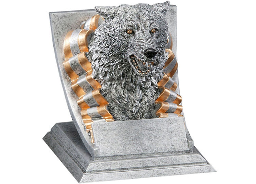 Wolf School Mascot Trophy Silver & Gold Wolves Award by DECADE AWARDS ...