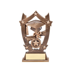 Graduate 3D Gold Sports Stars Award | Engraved Star Commencement Trophy ...