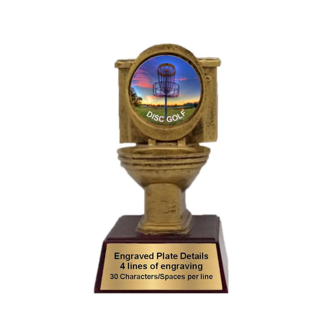Disc Golf Gold Toilet Bowl Trophy | Engraved Golden Throne Last Place ...