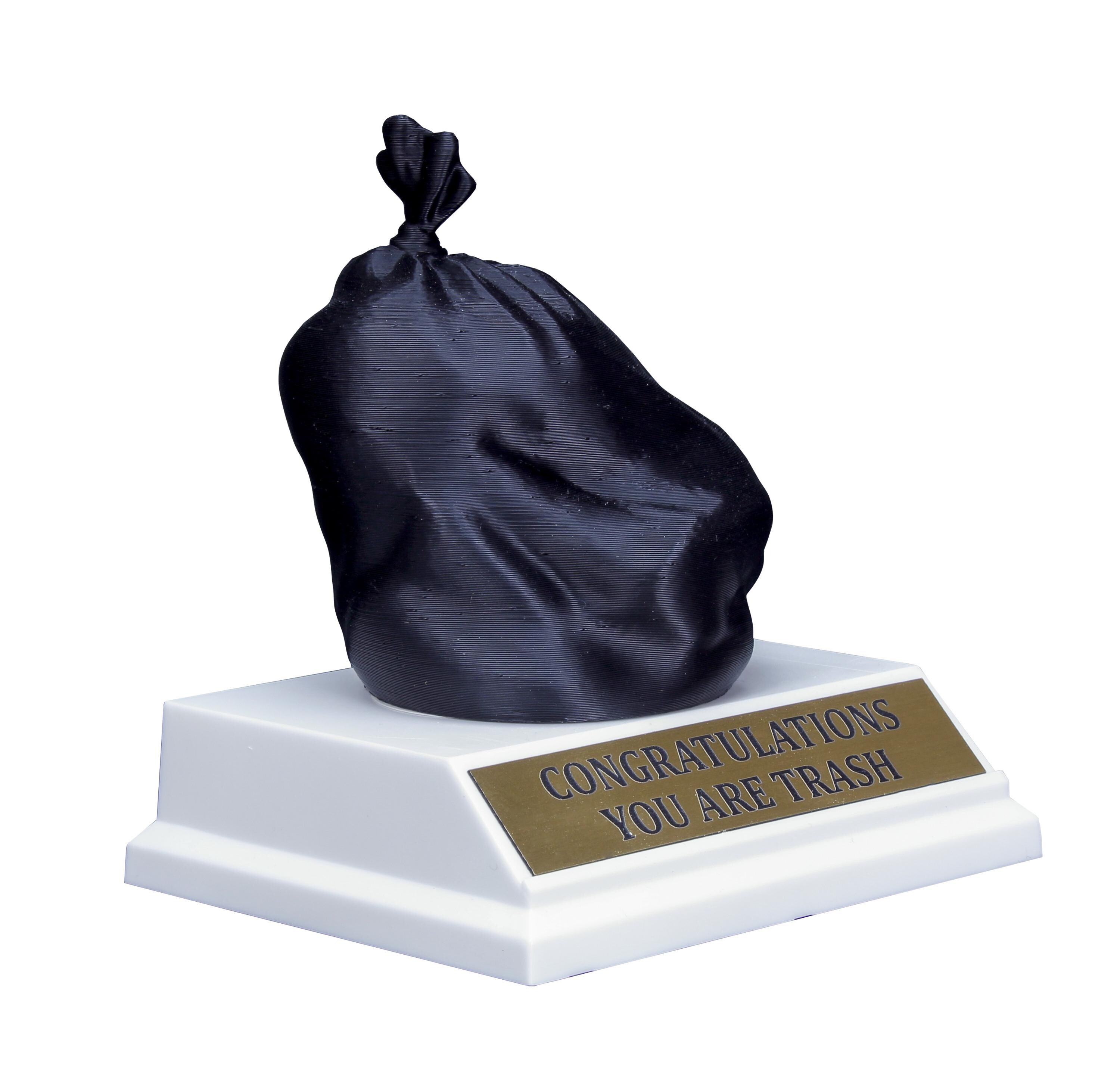 Engraved Trash Bag Last Place Trophy With Free Custom Engraving: Funny ...