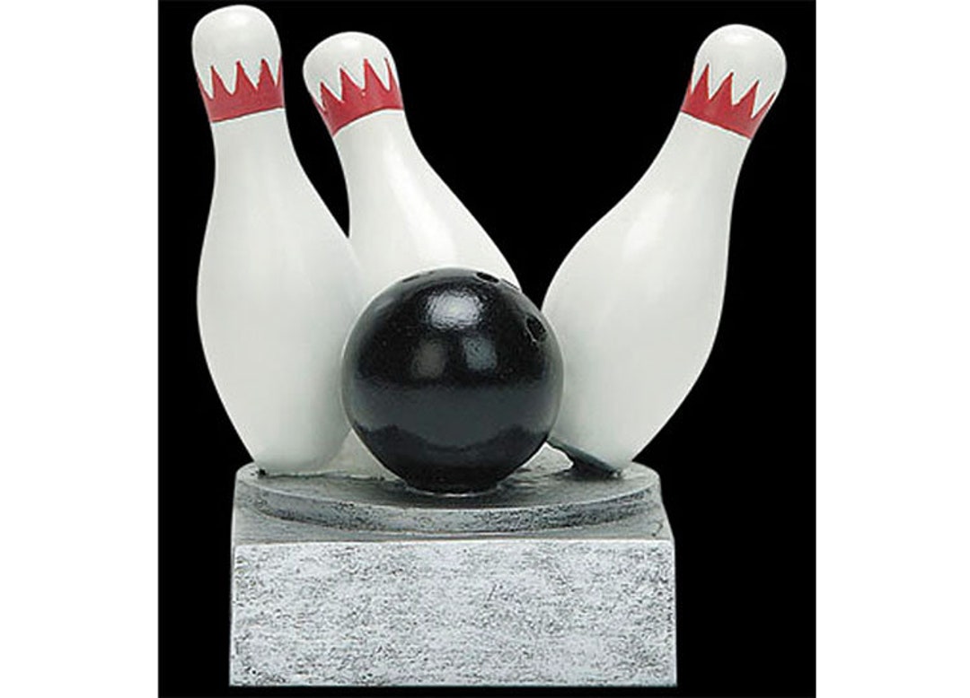 Bowling Pins & Ball Color Tek Trophy Engraved Color Bowling League ...