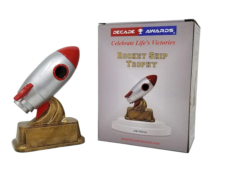 Rocketship Trophy - Classic Spacecraft Award - by DECADE AWARDS - Etsy