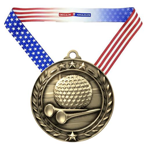 Engraved Golf Medal With Ribbon: Gold, Wreath Style - 3 Inch - Etsy