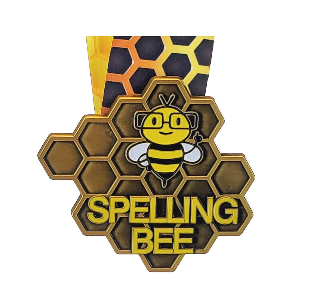 Engraved Spelling Bee Medal With Ribbon: Gold, Silver or Bronze – 3.25 ...