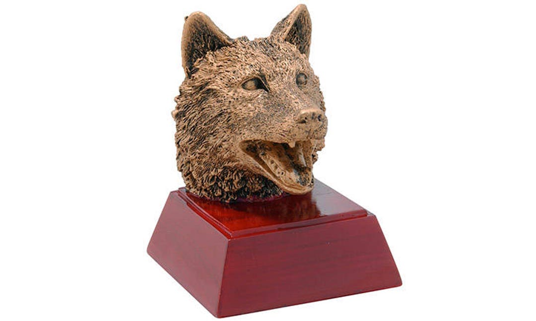 Wolf Mascot Sculptured Trophy Engraved Wolf Award 4 - Etsy