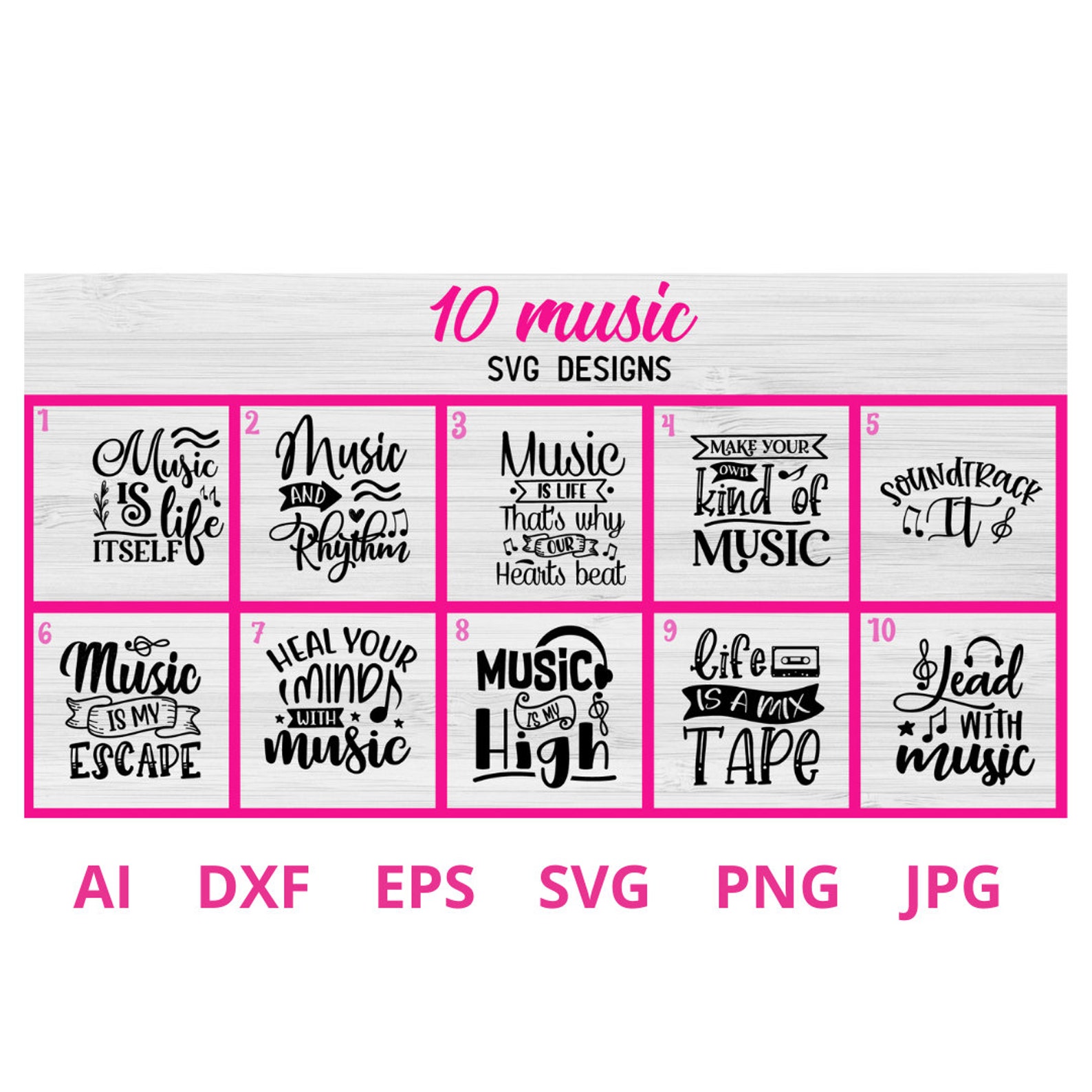 Music SVG Bundle Music PNG Cricut SVG Files Digital Download Music ...