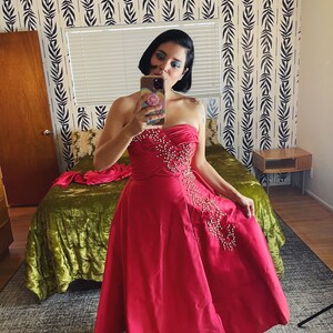 Vintage 50s / 60s Emma Domb Raspberry Pink Iridescent Pearls Sequins ...