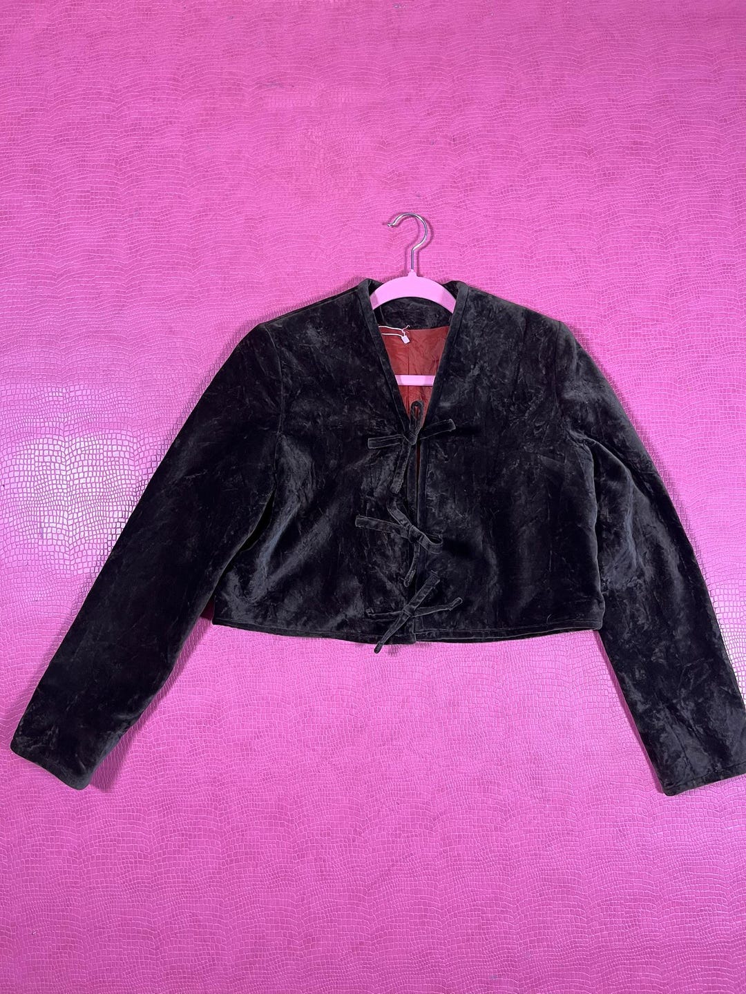 Vintage 60s 70s Brown Crushed Velvet Crop Jacket - Best Fits Size XS-M ...