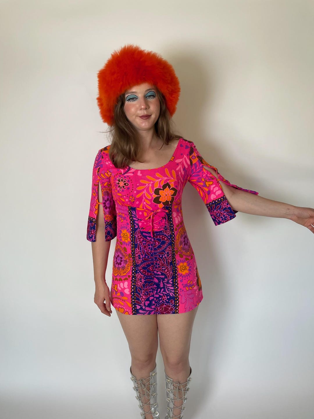 Vintage 60s "mildred's of Hawaii" Corset Front Mini Dress - Fits Size ...