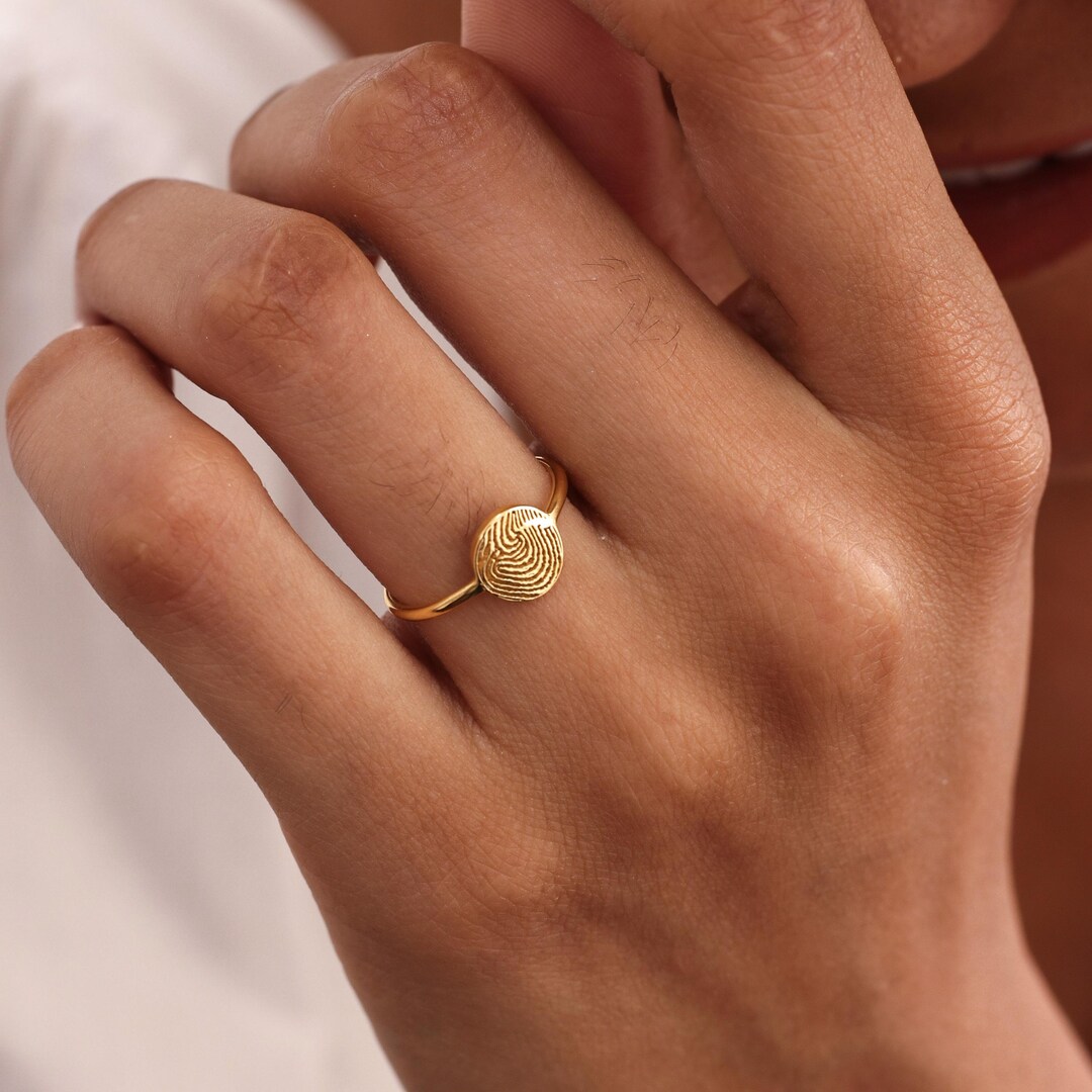 Circle Charm Fingerprint Ring by Kyuc Studio - Actual Thumbprint Ring ...