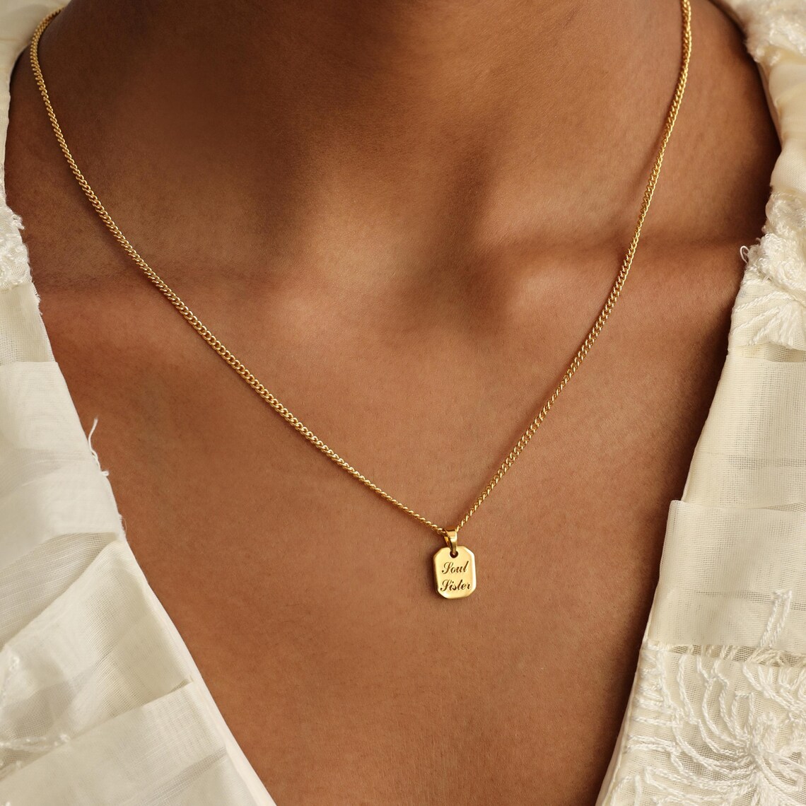 Personalized Script Name Necklace by Kyuc Studio - Custom Engraved Tag ...
