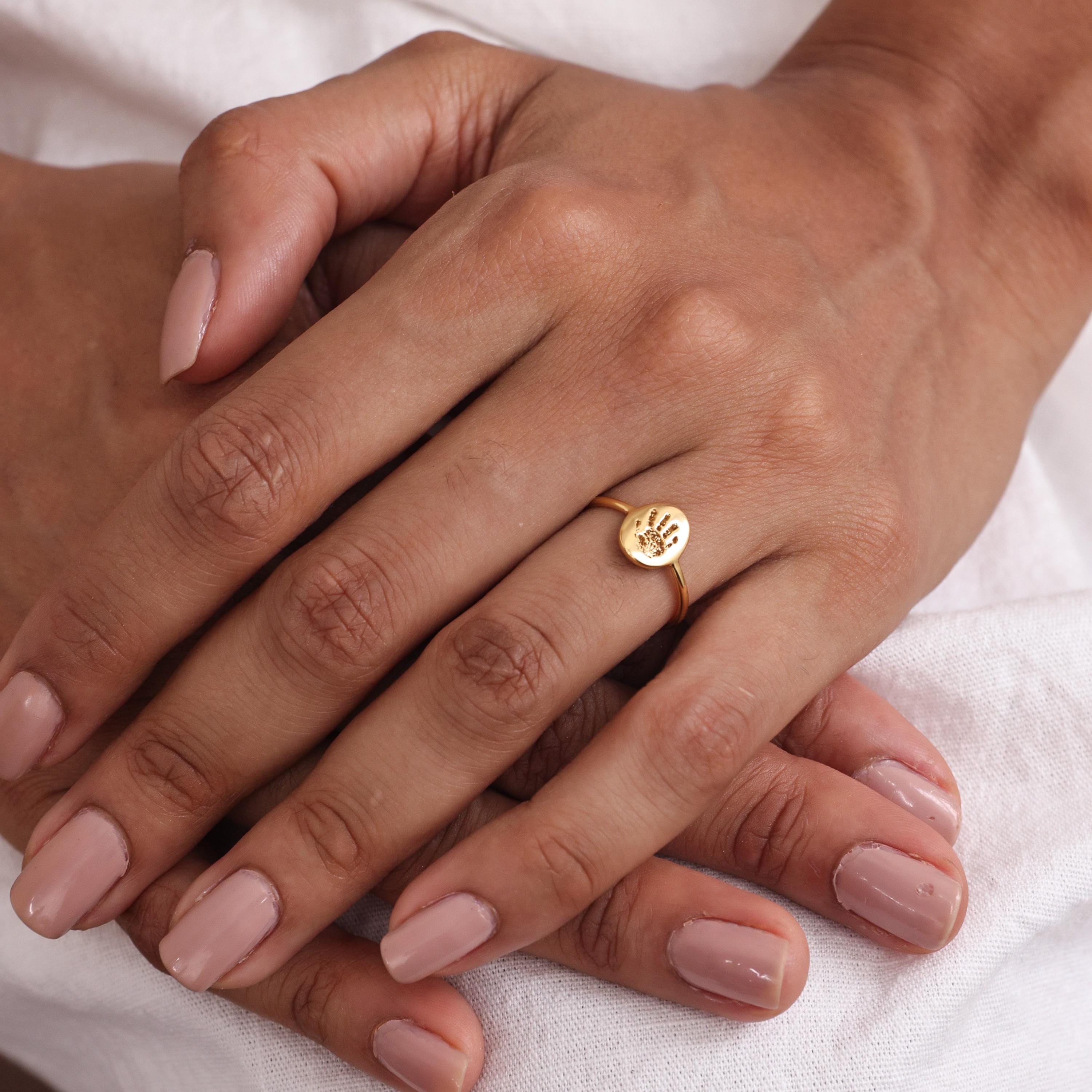 Oval Baby Footprint Ring - Handprint Rings Kyuc Studio - Mother's Day ...
