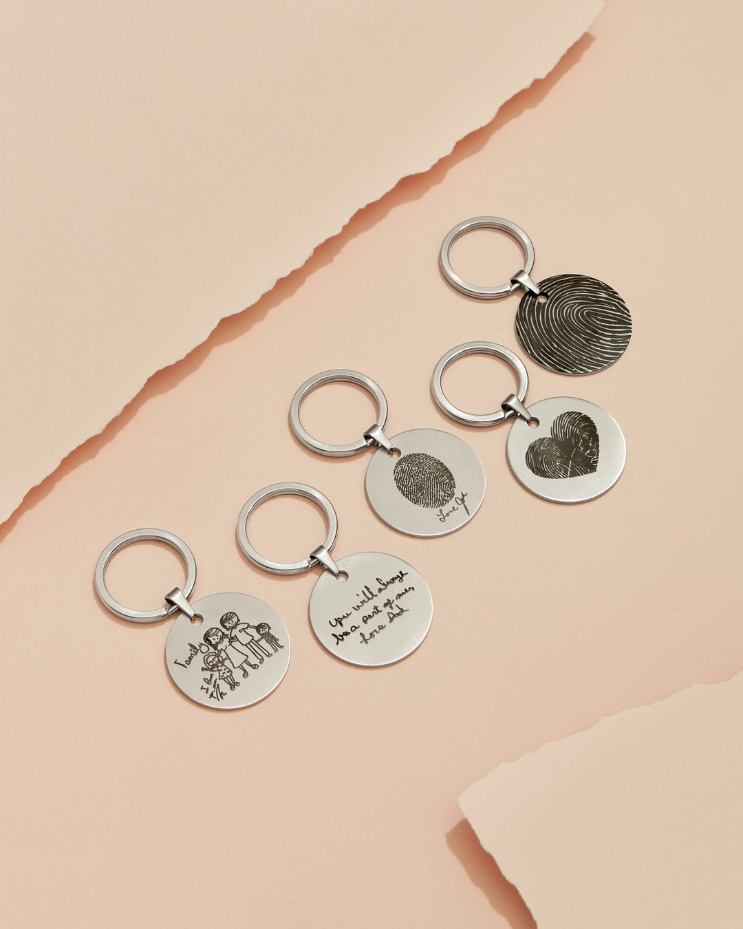 Custom Circle Keychain | Actual Fingerprint / Handwriting Keychain ...