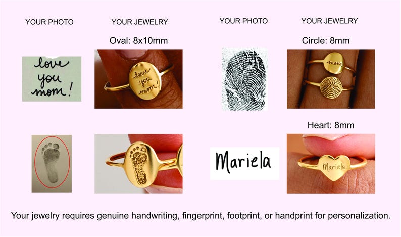 Oval Baby Footprint Ring - Handprint Rings Kyuc Studio - Mother's Day ...