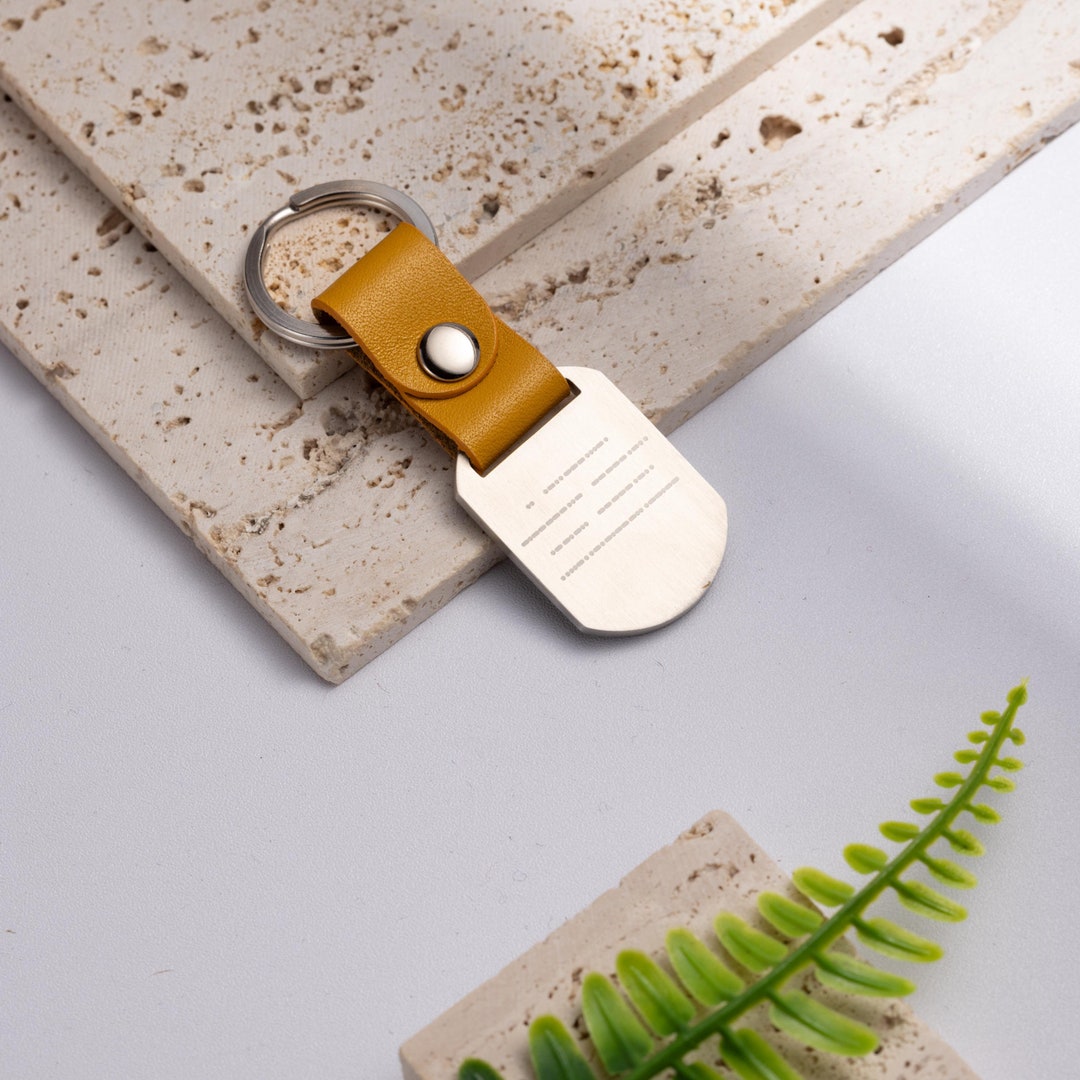 Morse Code Leather Keychain Kyuc Studio - Hidden Message Keychains ...