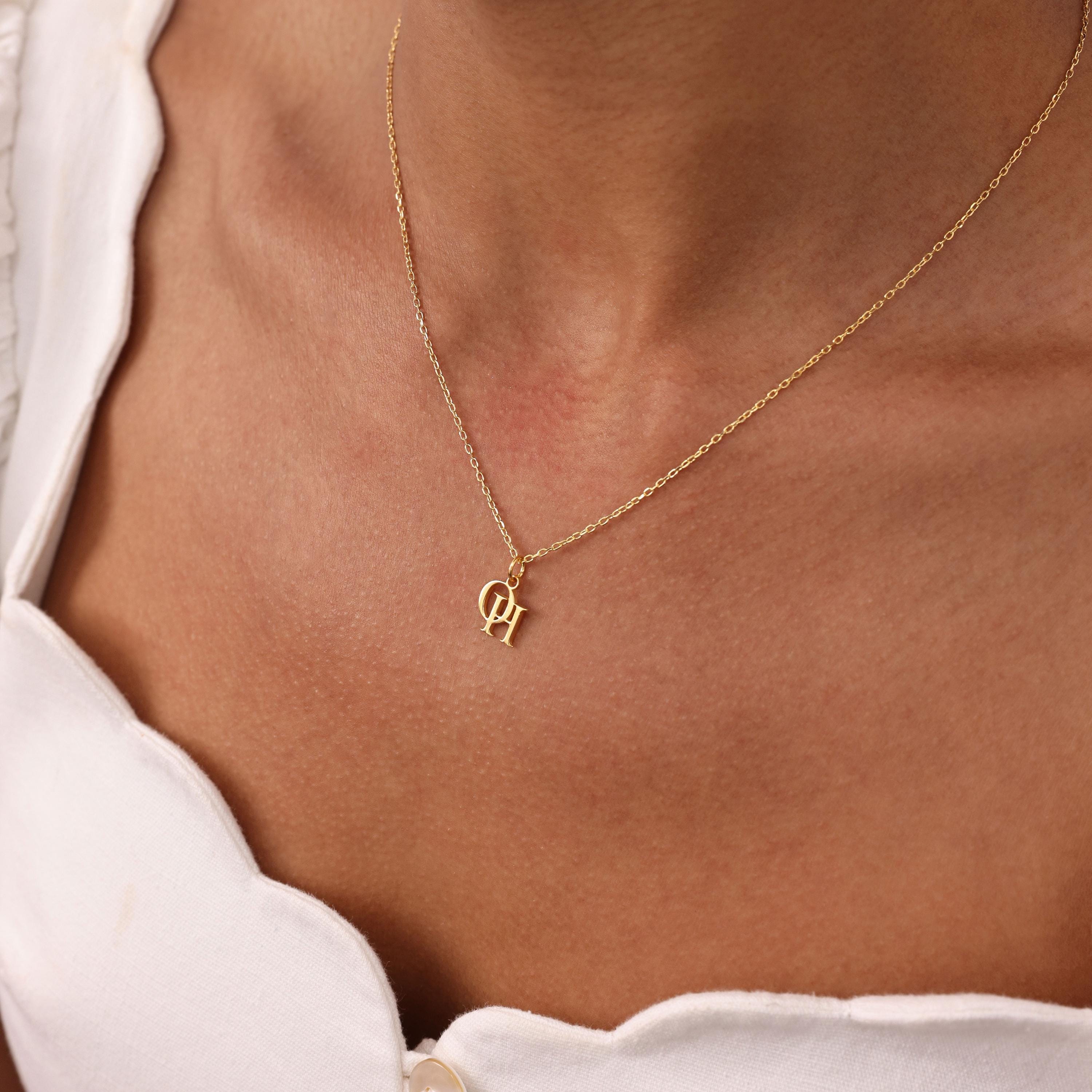 Custom Monogram Necklace by Kyuc Studio - Letter Pendant Necklaces ...