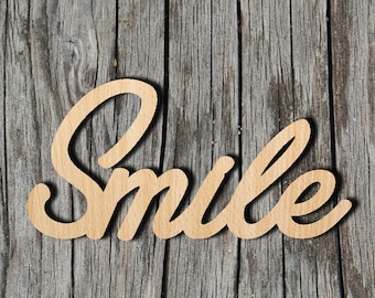 Smile Script Word Wood Sign Wooden Words Sign Art Rustic - Etsy