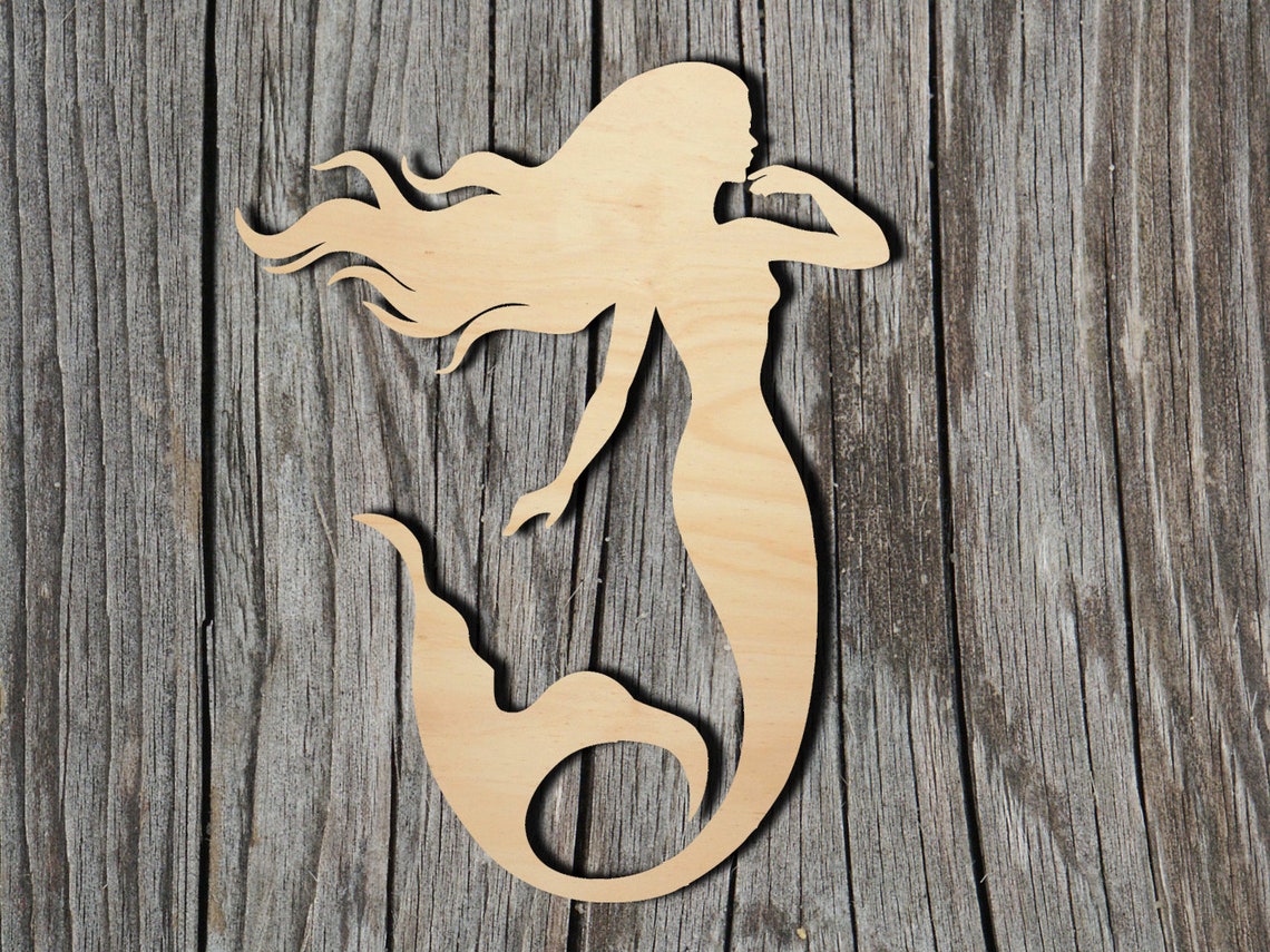 Mermaid Shape Laser Cut Unfinished Wood Cutout Shapes - Etsy