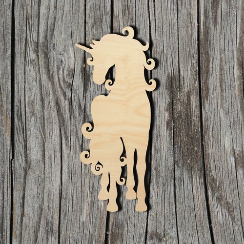 Unicorn Shape Laser Cut Unfinished Wood Cutout Shapes Etsy