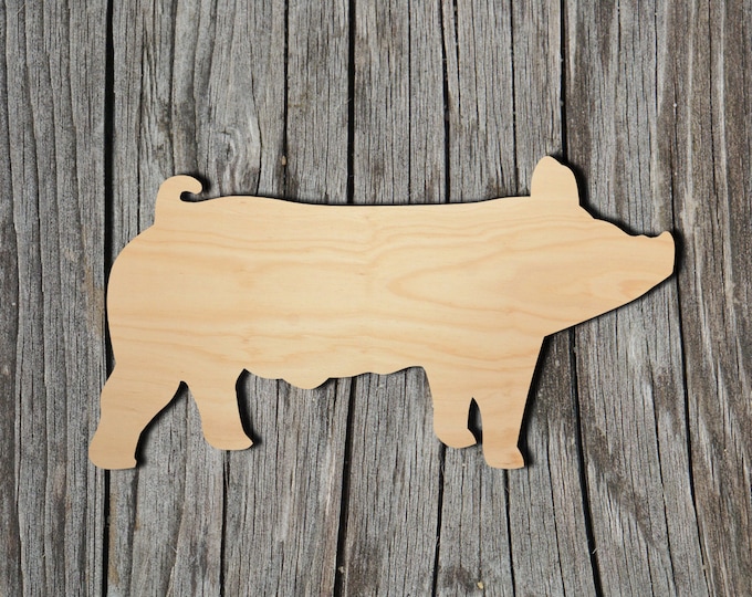 Wood Pig Shelf Sitter or Tiered Tray Decor, Wooden Farm Animal, Small ...