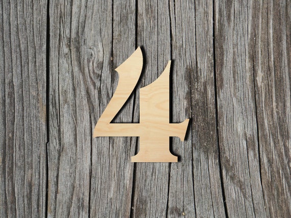 Four Numbers Type 2 Laser Cut Unfinished Wood Cutout | Etsy