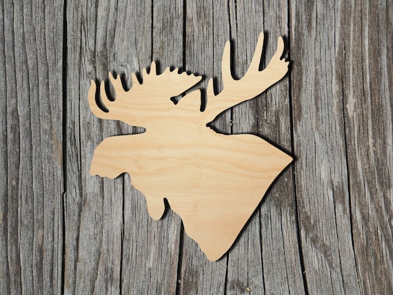 Moose Head Shape Laser Cut Unfinished Wood Cutout Shapes - Etsy