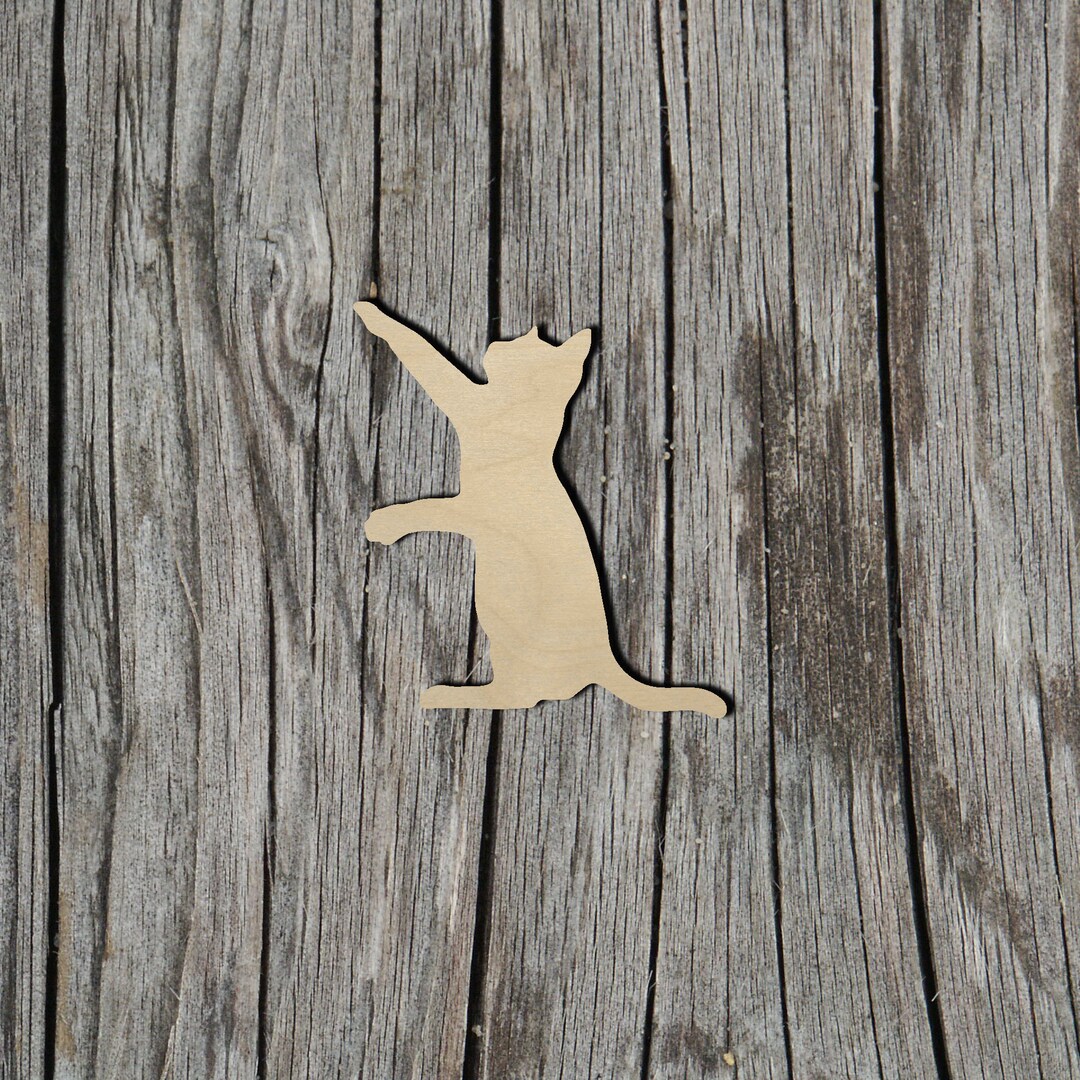 Playful Cat - Laser Cut Unfinished Wood Cutout Shapes - Always Check ...