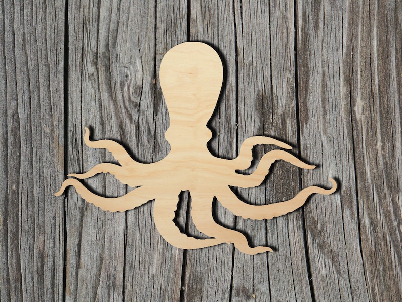 Octopus Shape Laser Cut Unfinished Wood Cutout Shapes | Etsy