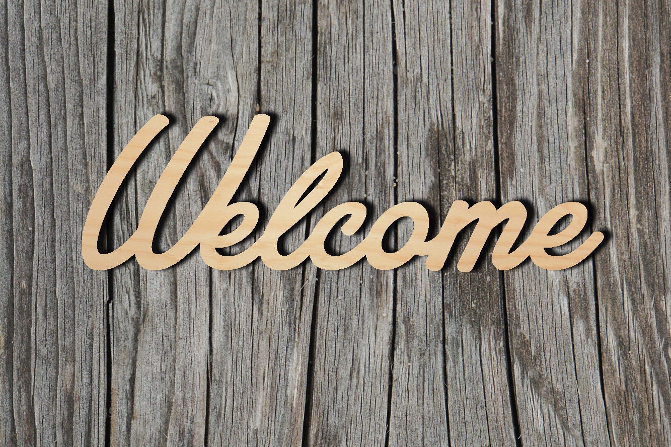 Welcome Wood Sign Laser Cut Unfinished Wood Cutout Shapes - Etsy