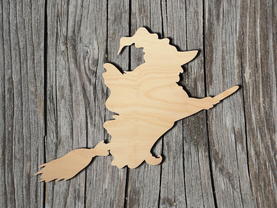 Flying Witch Shape Halloween Laser Cut Unfinished Wood | Etsy