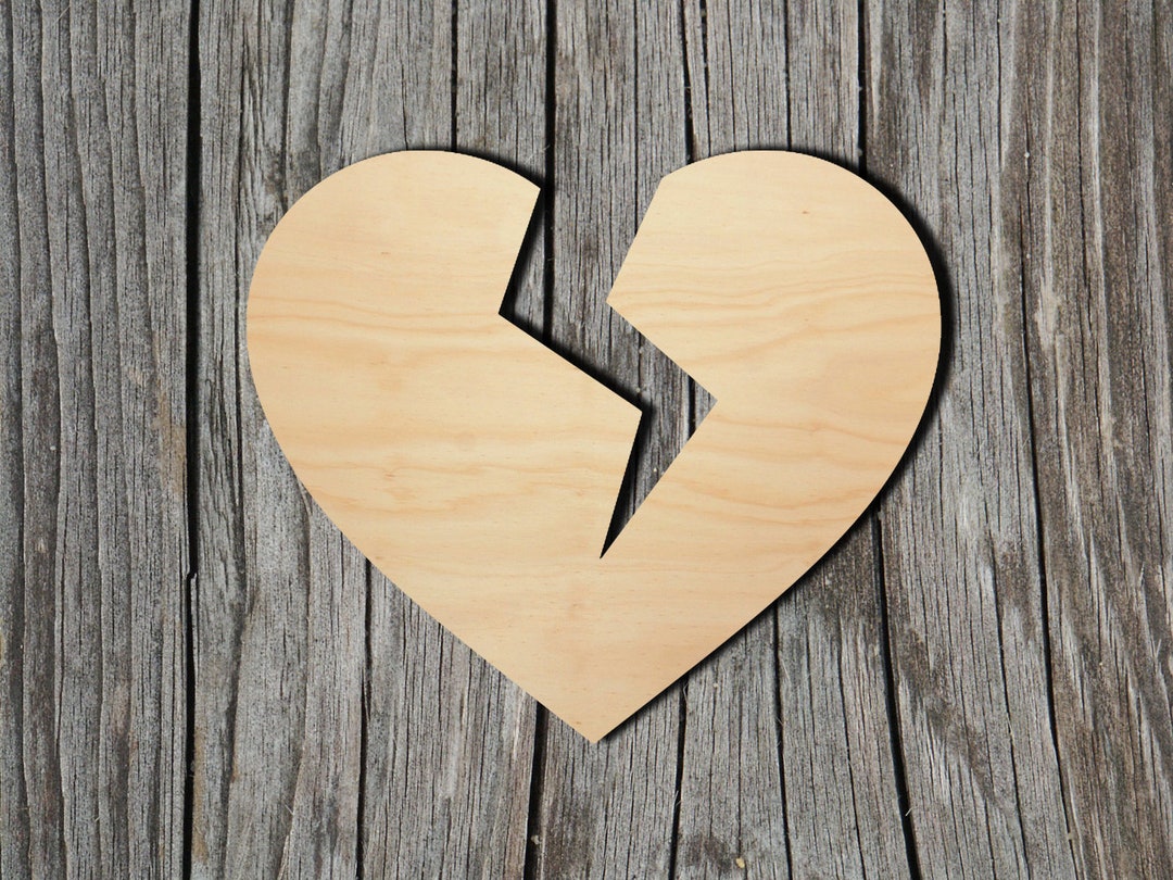 Broken Heart Shape - Multiple Sizes - Laser Cut Unfinished Wood Cutout ...