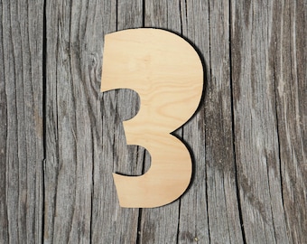 2 34 Wooden Number 3, Wood Number, 3, Cutout Shape, Silhouette, Gift ...