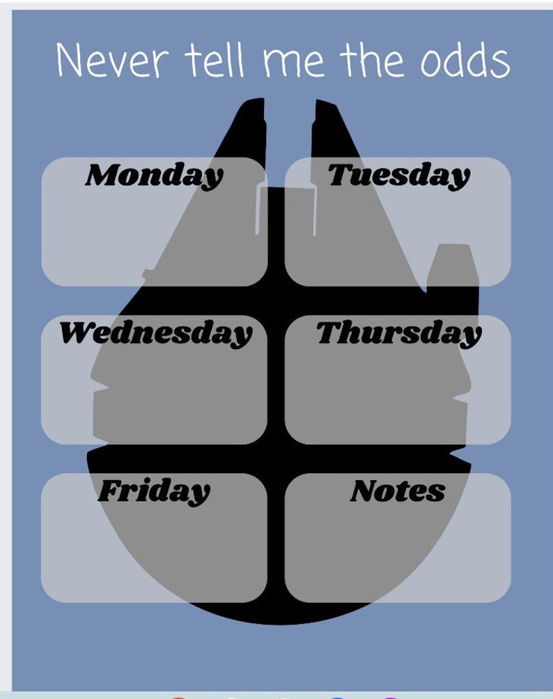 Star Wars Weekly Task Sheet Printable - Etsy