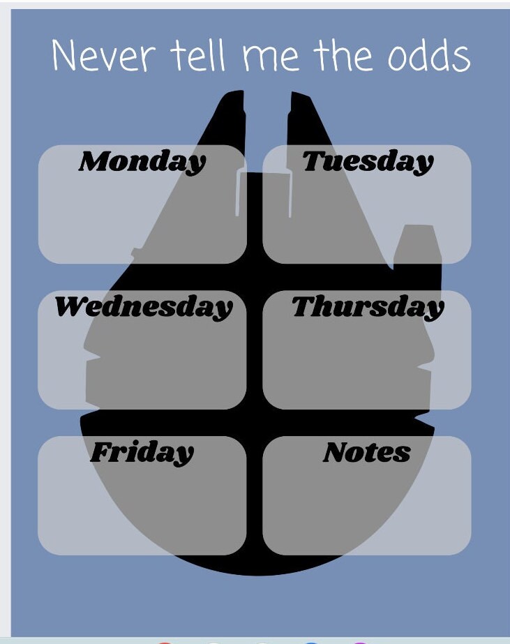 Star Wars Weekly Task Sheet Printable - Etsy