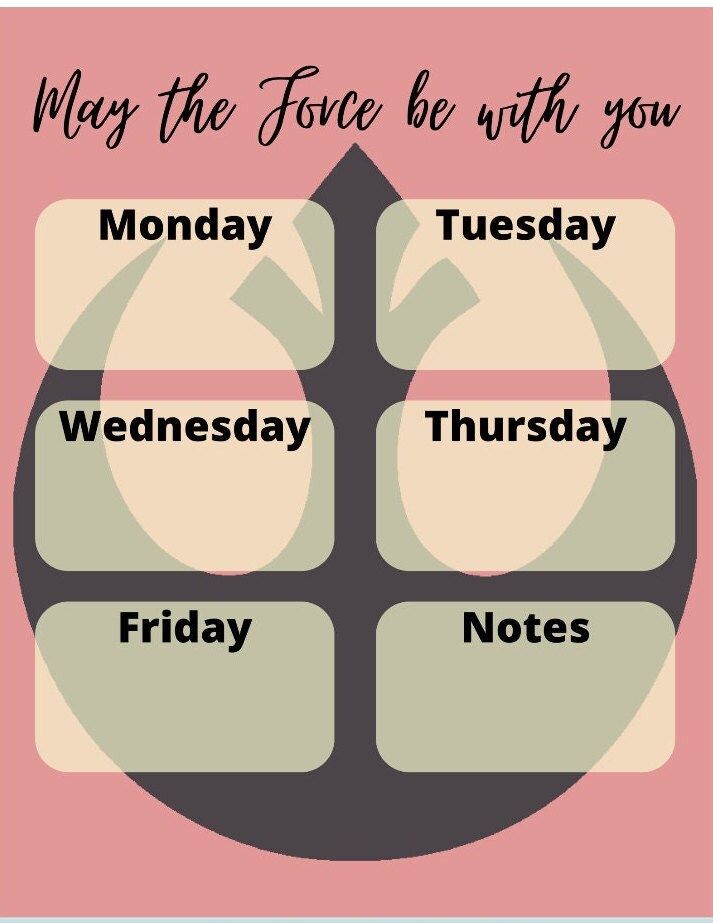 Star Wars Weekly Task Sheet Printable - Etsy