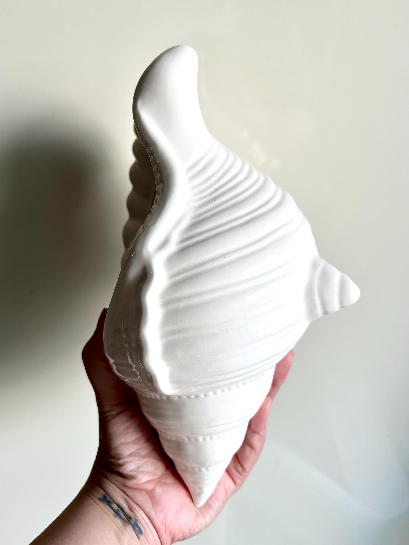 Vintage Ceramic Conch Shell Planter/ Handmade Footed Seashell Plant ...