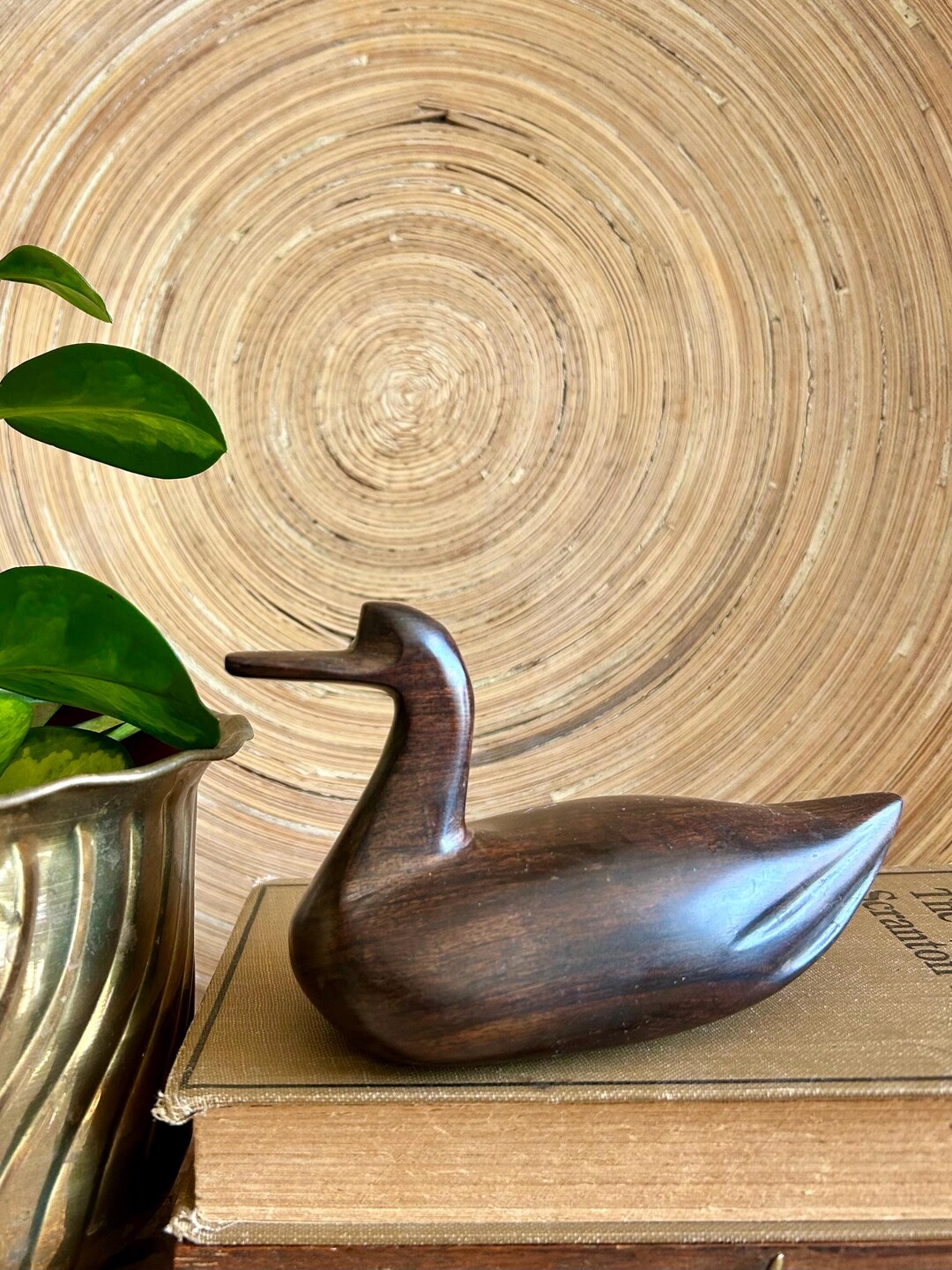 Vintage Smooth and Heavy Ironwood Duck Figurine/handcarved Solid Wood ...