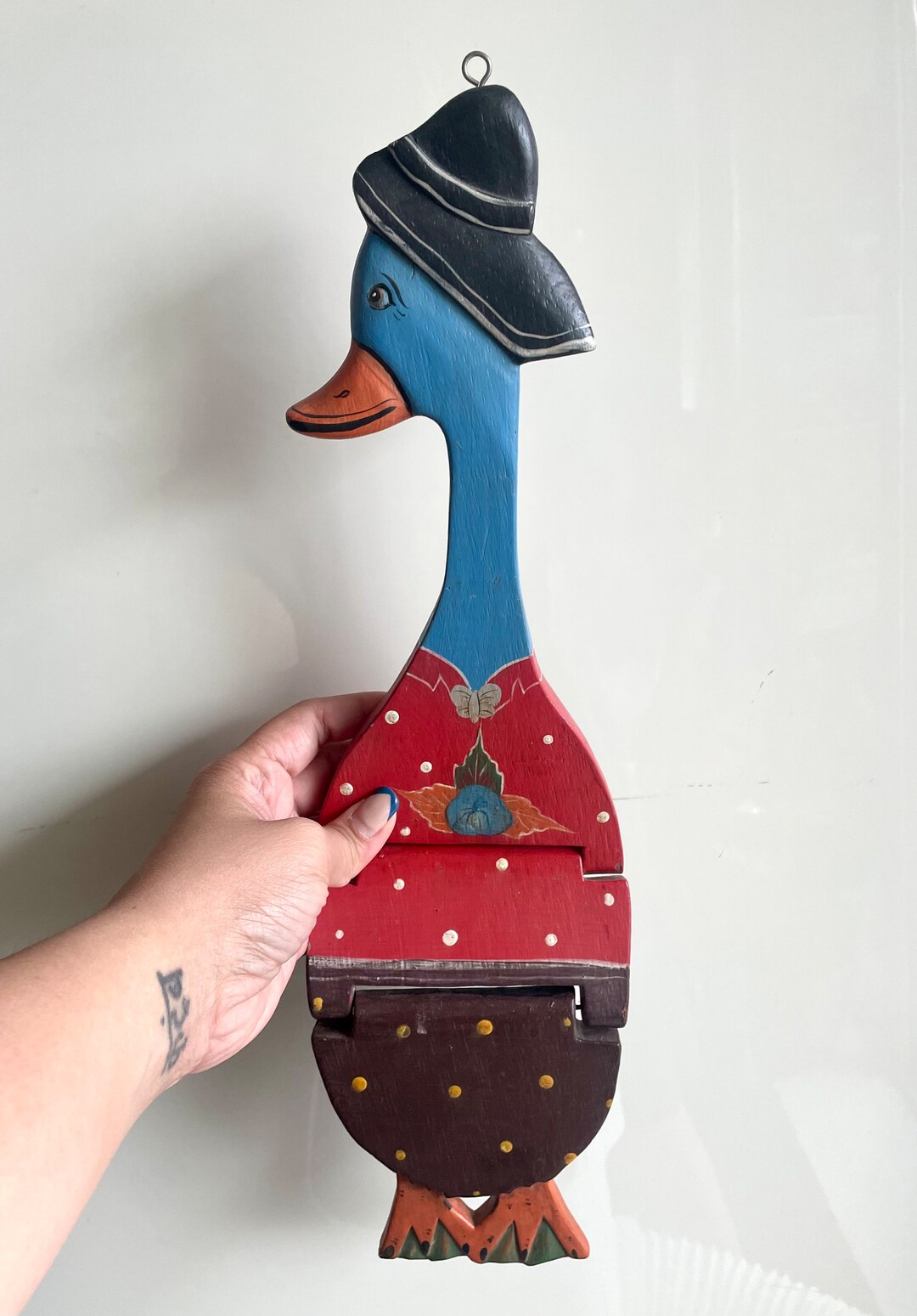 Vintage Wooden Goose Duck Wall Hanging/ Handmade Articulated Bird ...