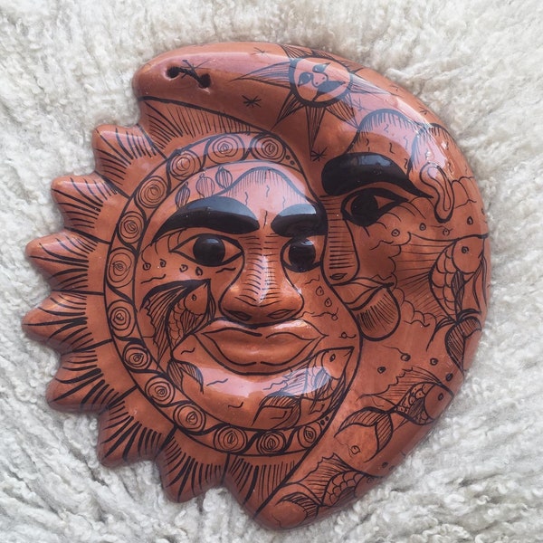 Terracotta Sun Face Wall Art - Etsy