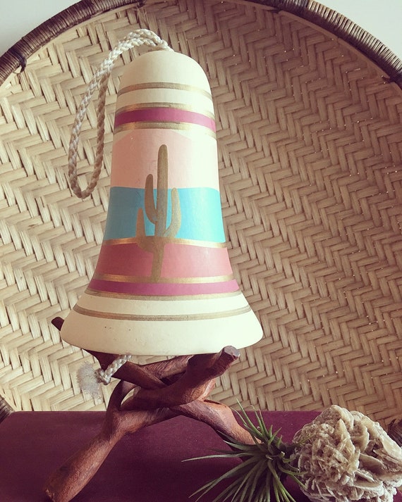 Vintage Southwestern Cactus Bell / Large Pastel Saguaro | Etsy
