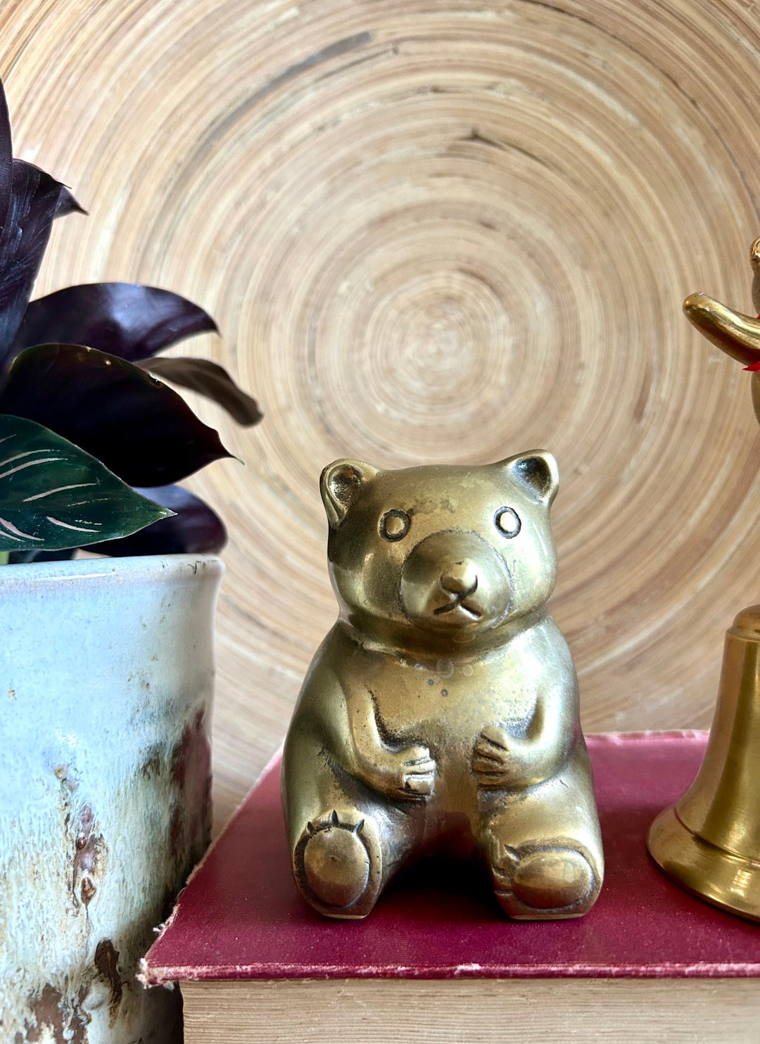 Vintage Brass Sitting Teddy Bear Figurine /solid Brass Animal Figurine ...