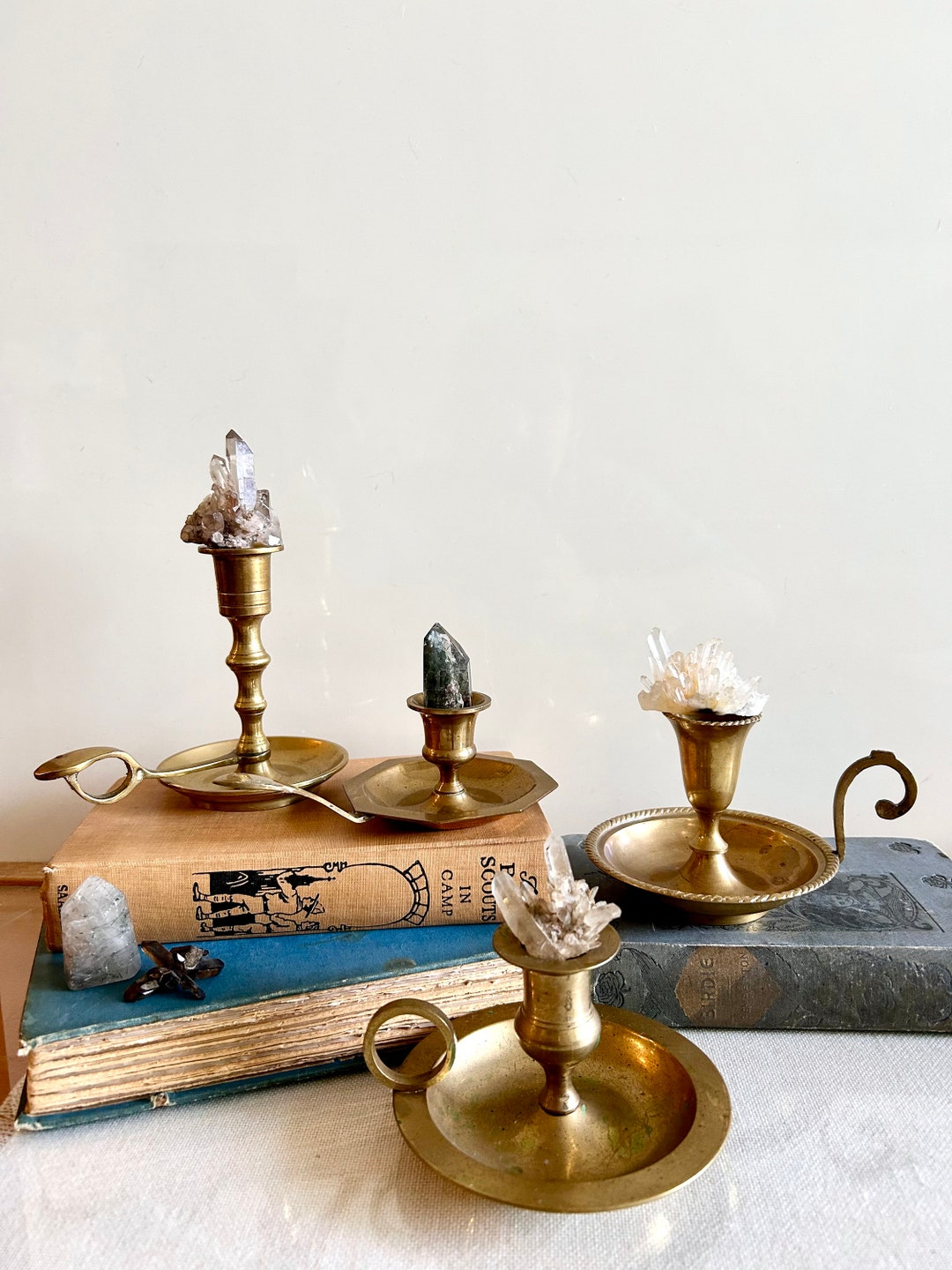 Vintage Solid Brass Chamberstyle Candle Display Set/set of 4 Heavy ...