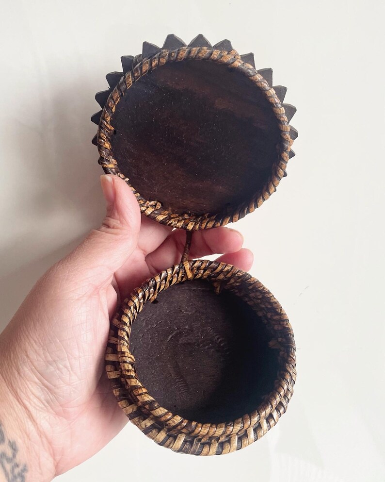 Vintage Carved Wooden Smiling Sun Face Box / Handmade Wicker - Etsy